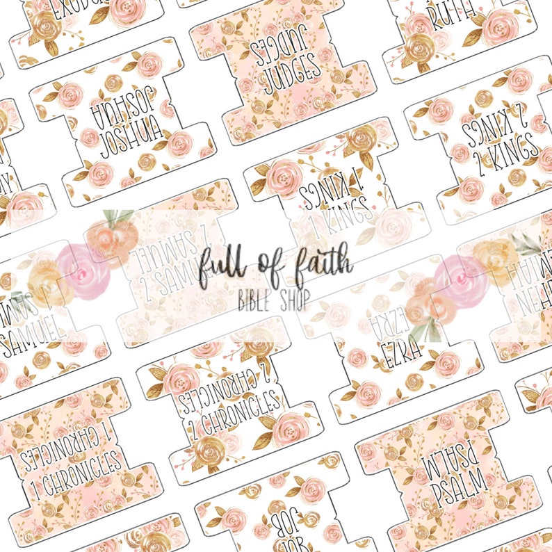 Printable Bible Tabs, Rose Gold Floral Design, Digital Download, Print ...
