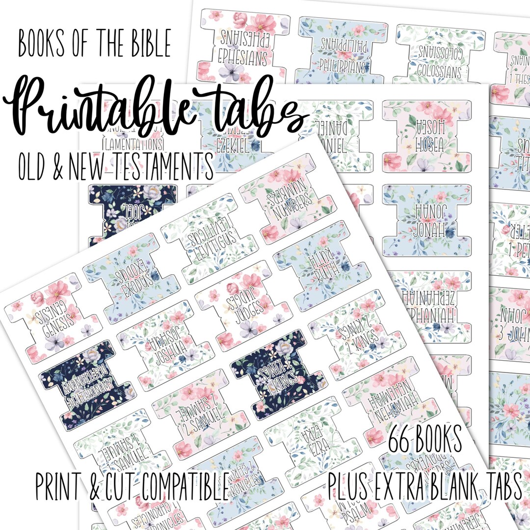 Printable Bible Tabs: Floral Design, 66 Books (digital Download) - Etsy