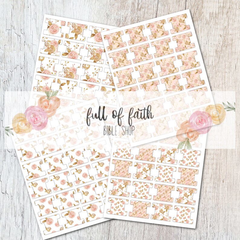 Rose Gold Floral Printable Tabs | Vintage Romance (digital Download) - Etsy