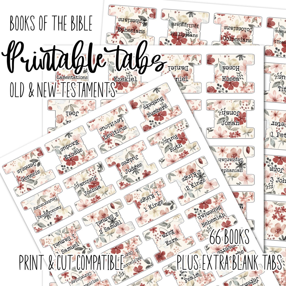 Bible Tabs Floral Printable Bible Tabs Bible Journaling - Etsy