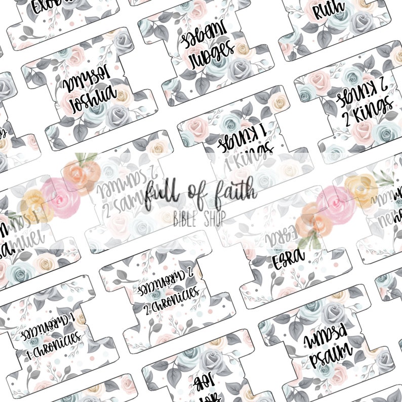 Printable Bible Tabs: 66 Books, Light Blue Floral Design (digital ...