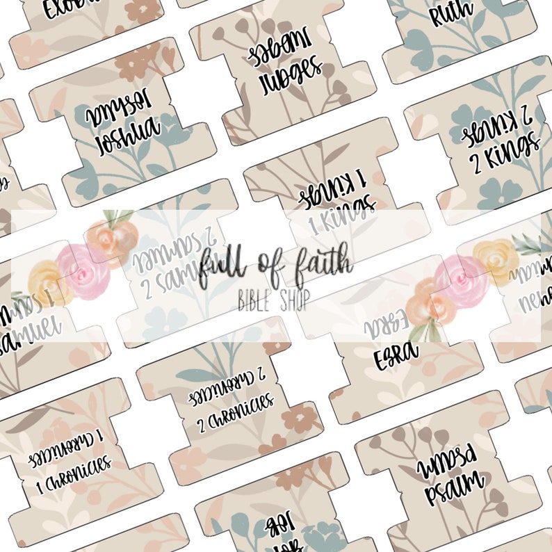 Printable Bible Tabs, Brown Floral Design, Protestant and Catholic ...
