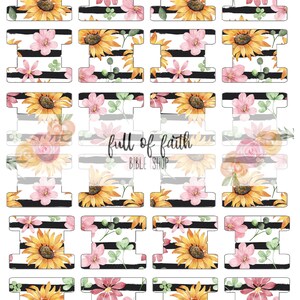 Printable Sunflower Tabs Tab Print DIY Page Tabs Book Tabs Print and ...