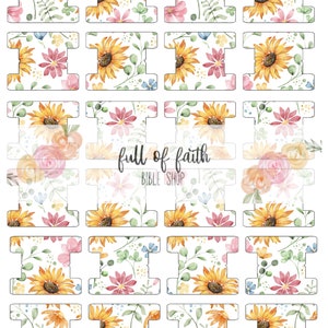 Printable Sunflower Tabs Tab Print DIY Page Tabs Book Tabs Print and ...