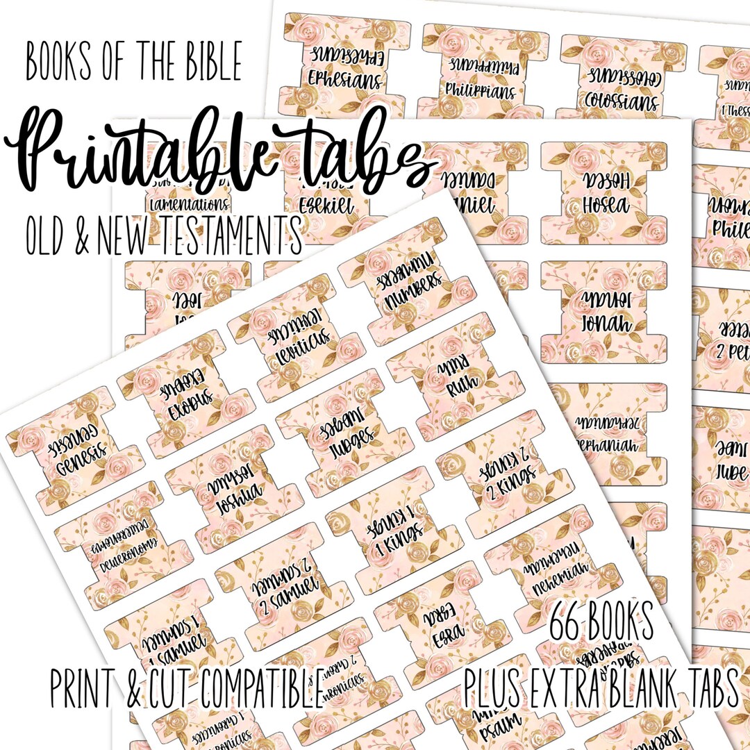 Bible Tabs Rose Gold Printable Bible Tabs Bible Journaling Tabs Bible ...