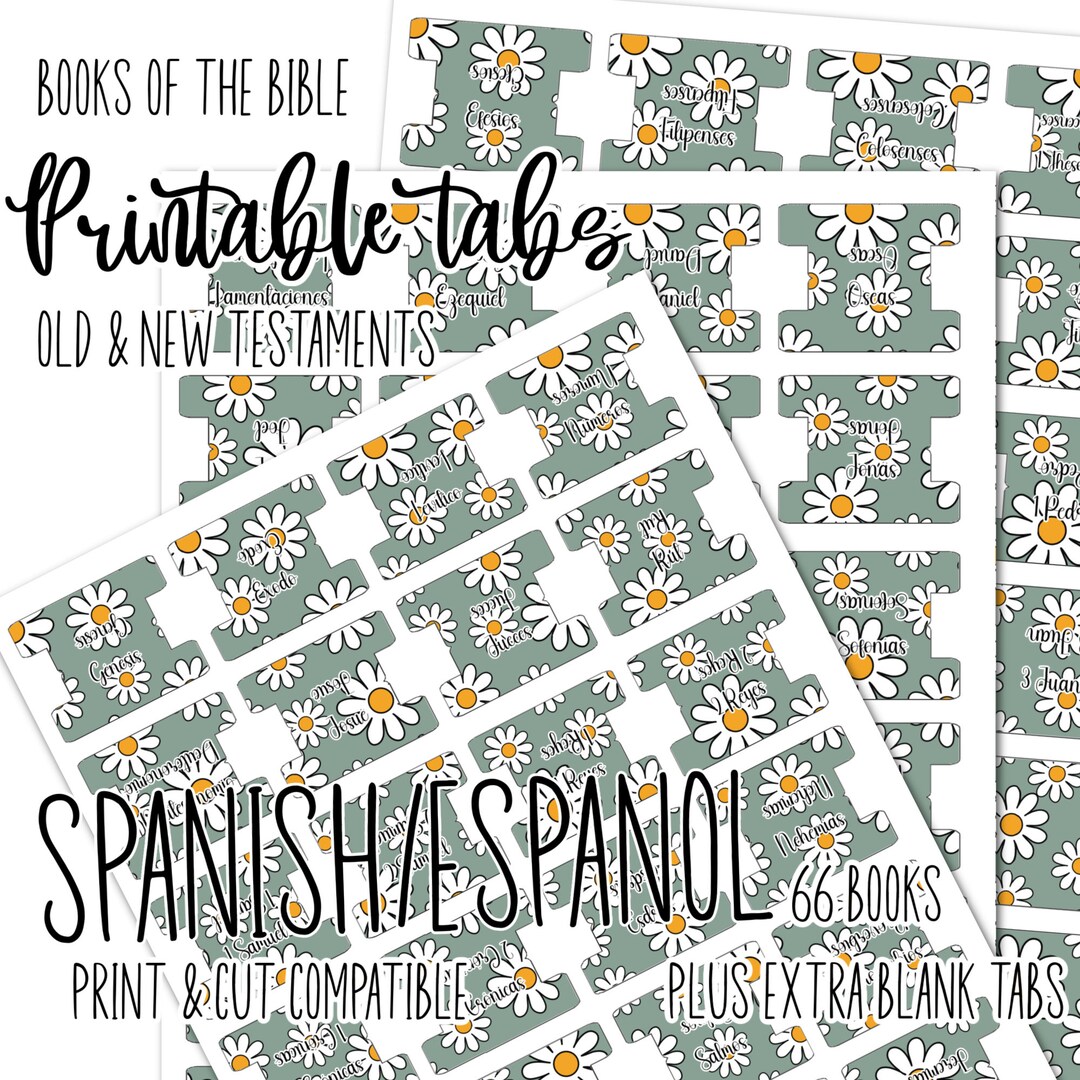 Spanish Bible Tabs Printable: Retro Daisy Style (print and Cut) - Etsy