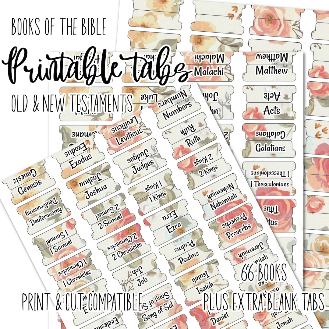 Printable Bible Tabs: 66 Books, Floral Design (digital Download) - Etsy