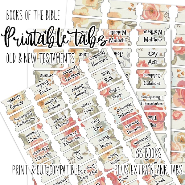 NAMES of 66 BIBLE BOOKS, Bible Journaling Printable Template Bundle ...
