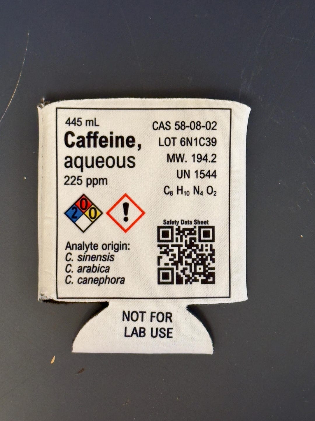 Caffeine Chemical Label Drink Sleeve: Geeky Science Gift - Etsy