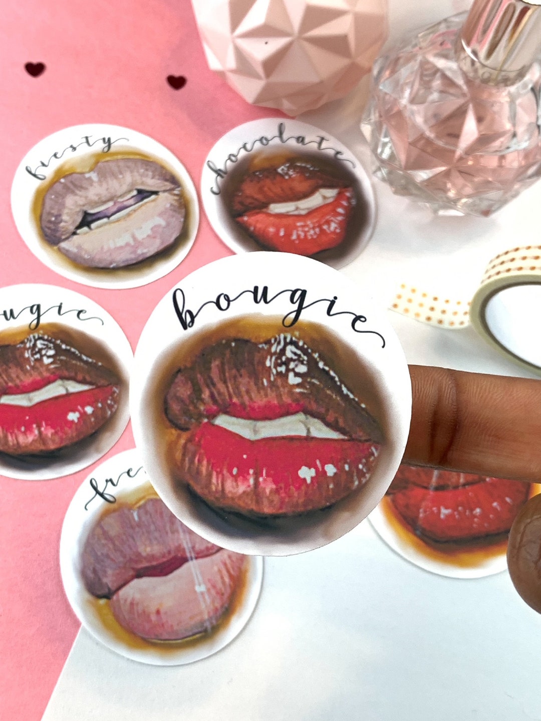 Black Owned Stickers for Laptop, Round Die Cut, Glam Diva, Vinyl Kiss ...