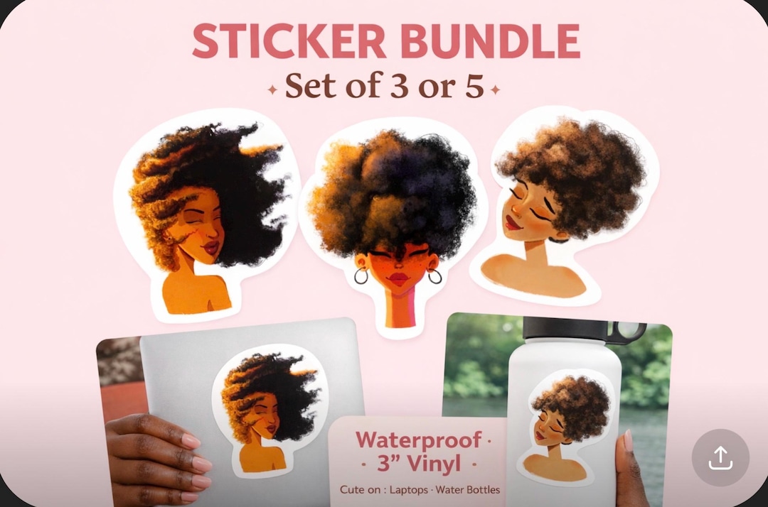 Black Girl Sticker Bundle, Afro Puff Stickers, Melanin Aesthetic Laptop ...