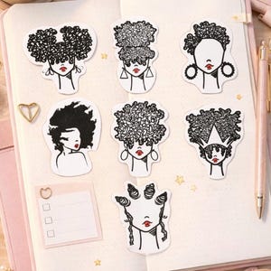 Black Girl Magic Stickers- Afro Hair Art, Melanin Queen Aesthetic ...