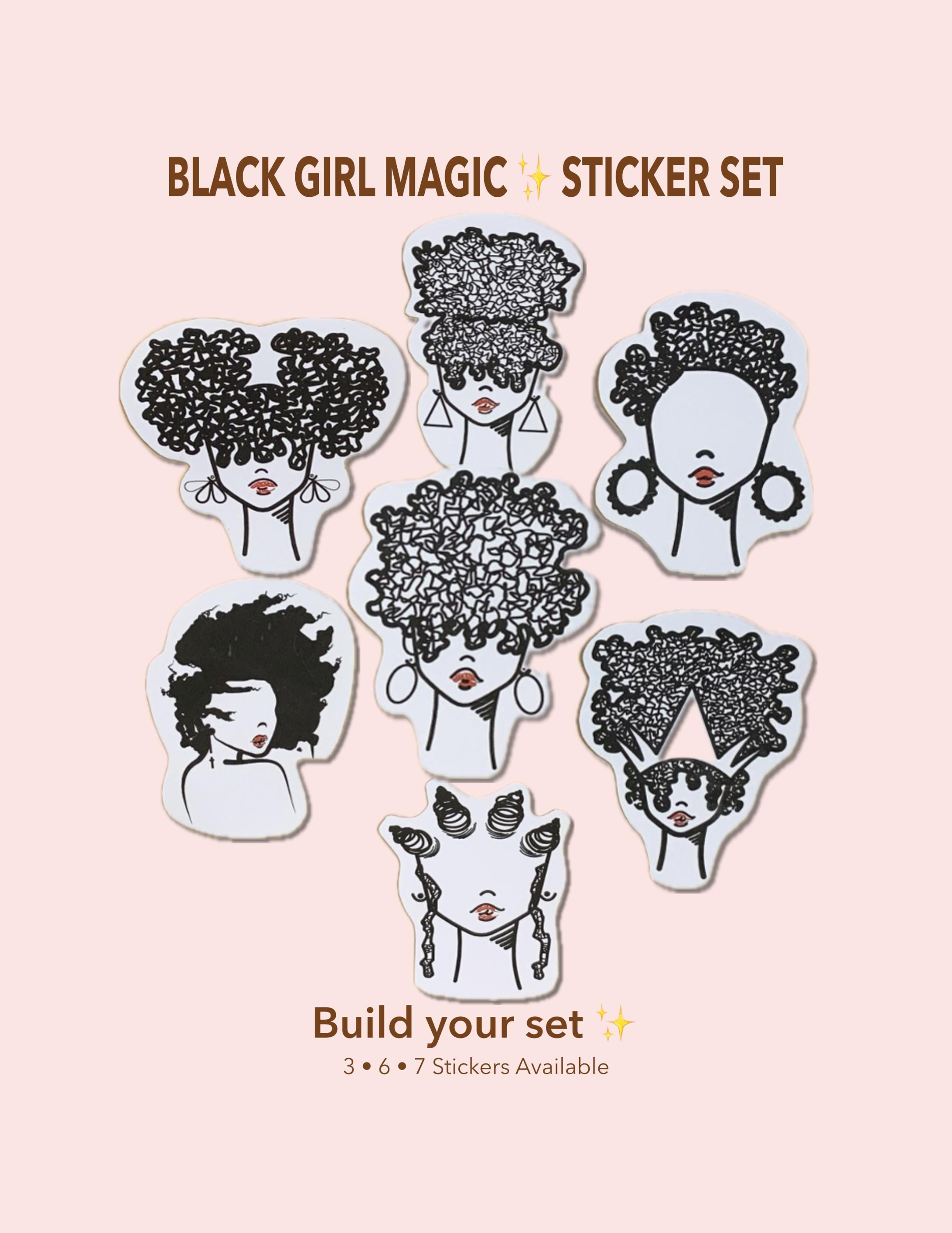 Black Girl Magic Stickers- Afro Hair Art, Melanin Queen Aesthetic ...