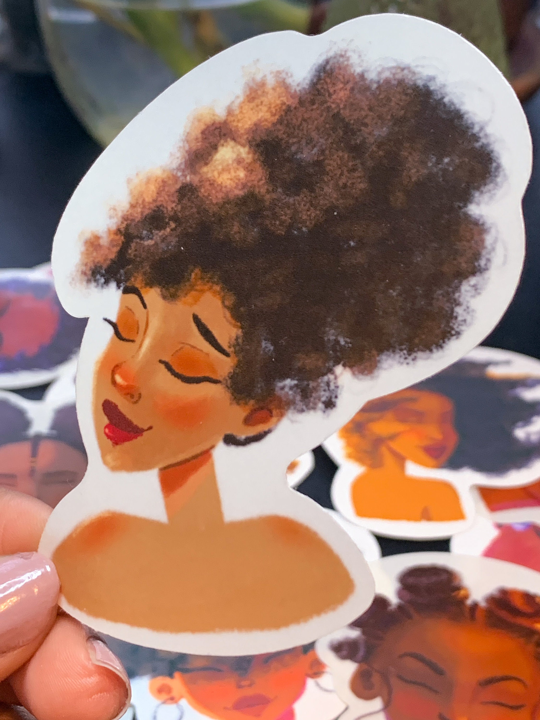 Black Girl Die Cut Sticker Transparent Gloss Sticker Melanin - Etsy