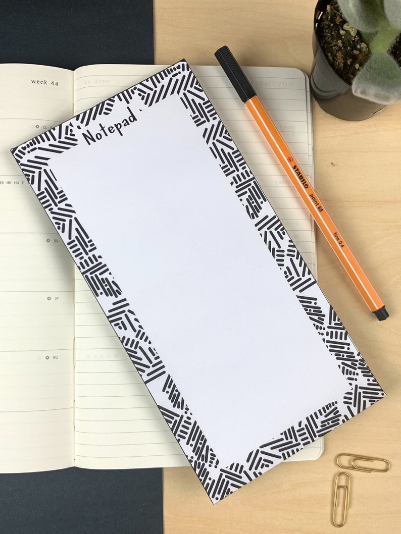 Black and White Minimalist Notepad Abstract Notepad Get It - Etsy