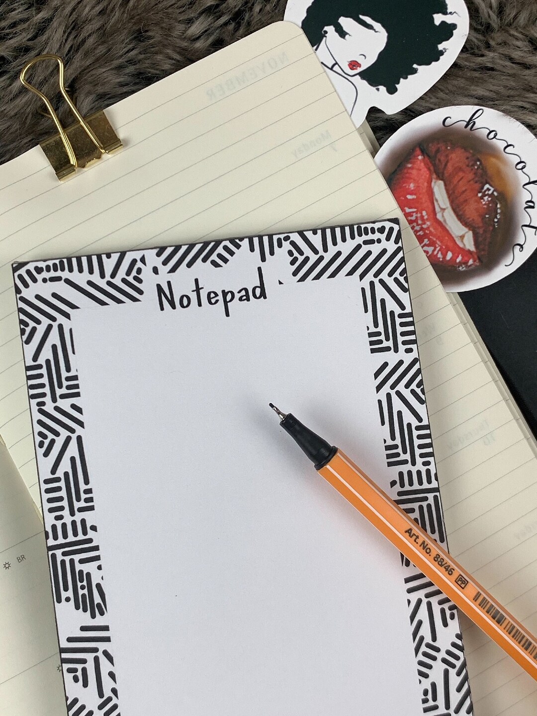 Black and White Minimalist Notepad, Abstract Notepad, Get It Done ...