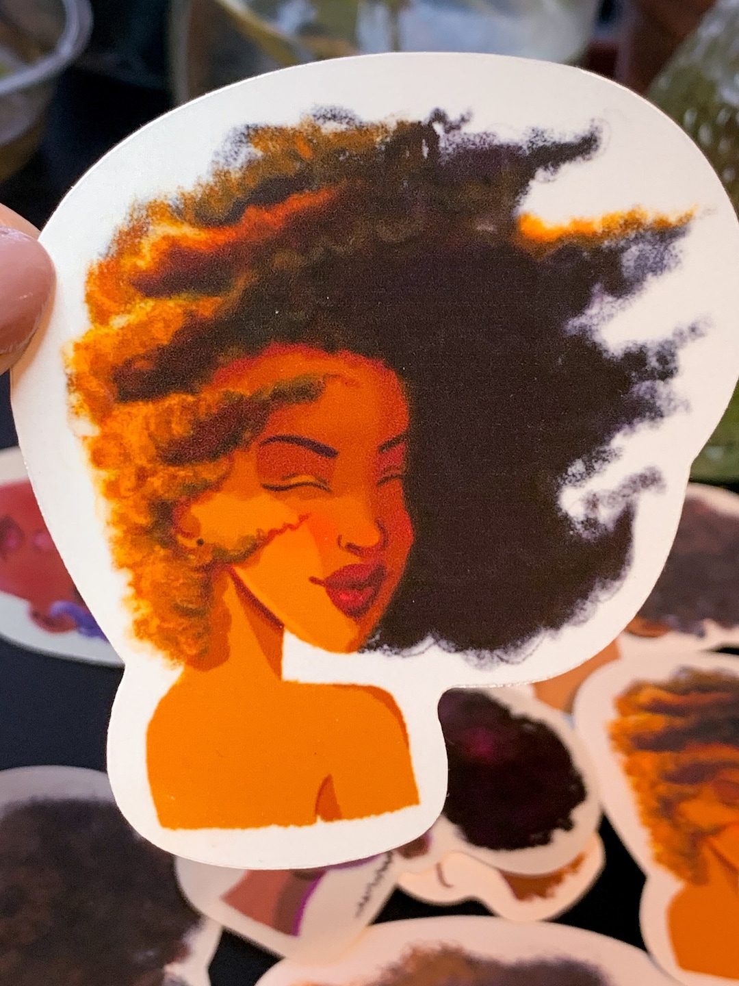 New Black Girl Stickers, Colorful Black Hair, Transparent Weatherproof ...