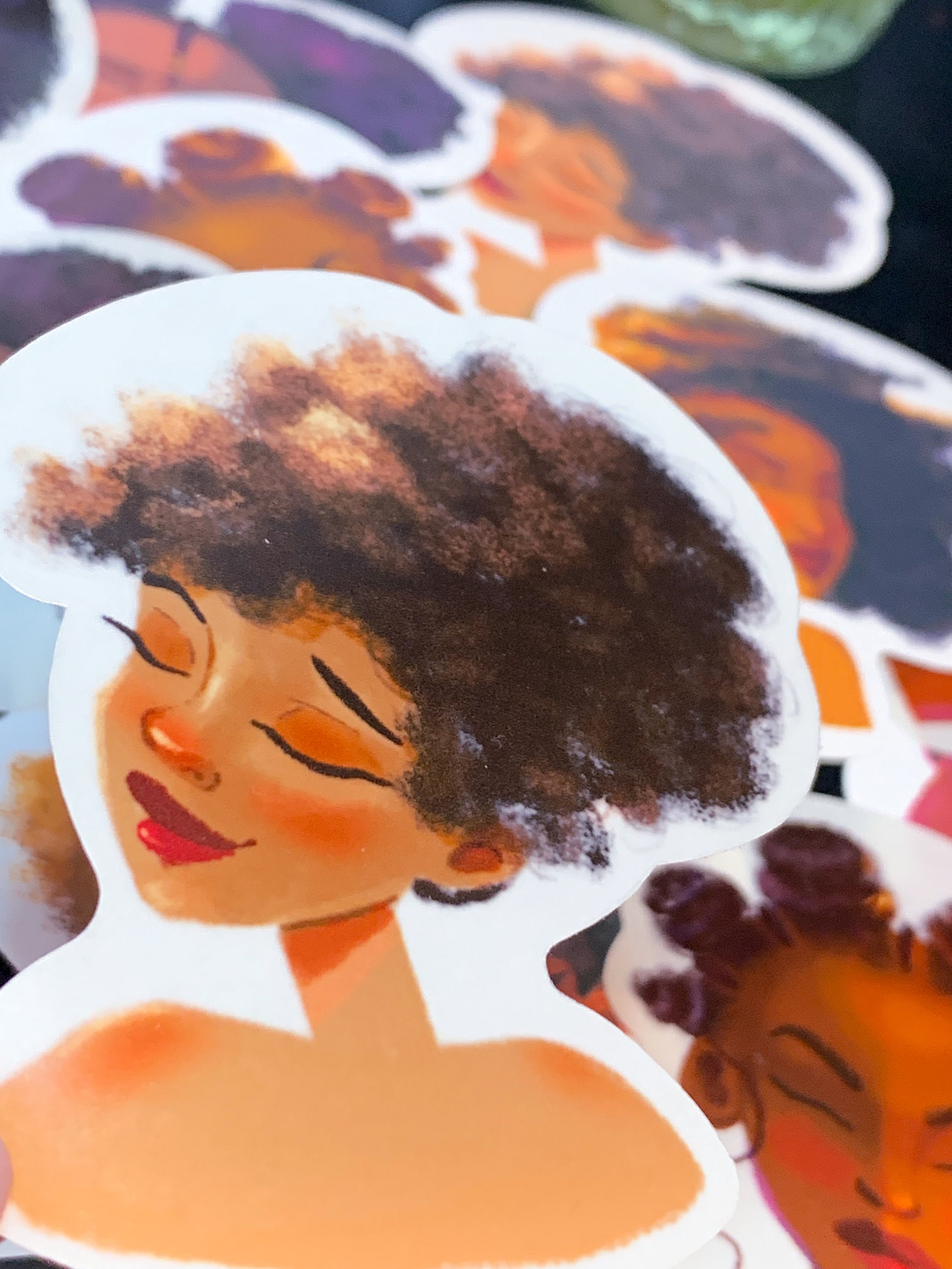 Black Girl Die Cut Sticker Transparent Gloss Sticker Melanin - Etsy
