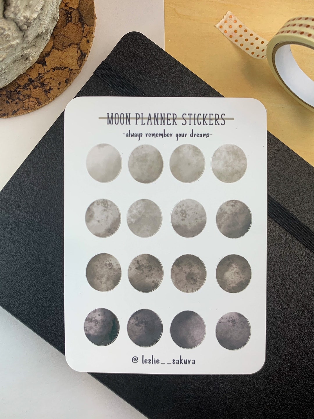 Moon Phase Stickers for Planner, Circle Gray Moon Planner Dot, Best ...