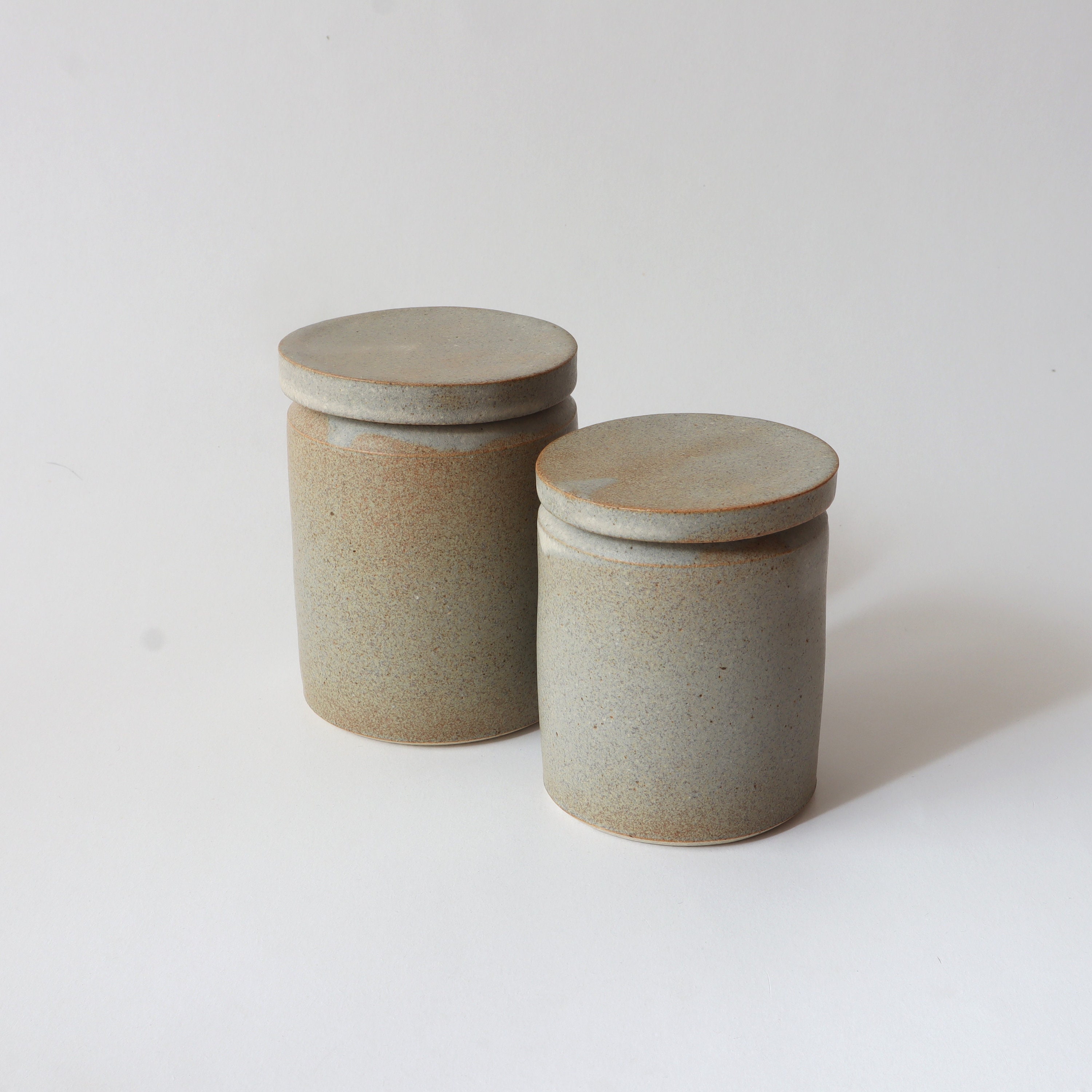 Set of 2 Ceramic Lidded Jars, Hand Thrown Ceramic Jar, Matte Ceramic ...