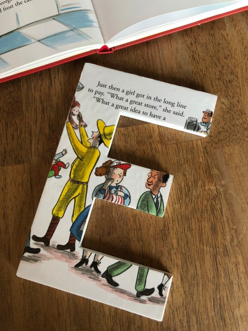 Curious George Custom wood letters READ sign Letters | Etsy