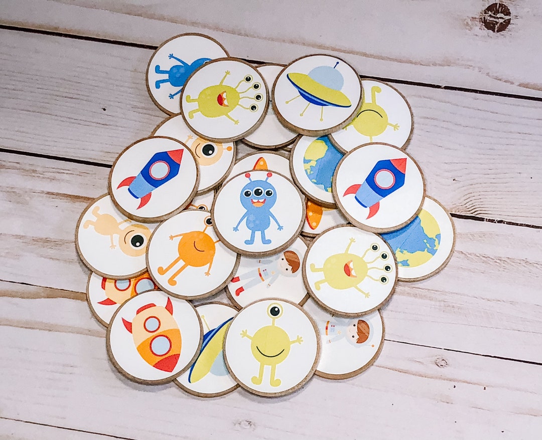 Aliens Matching Memory Set Wooden Toy Educational Toy Learning Toy ...