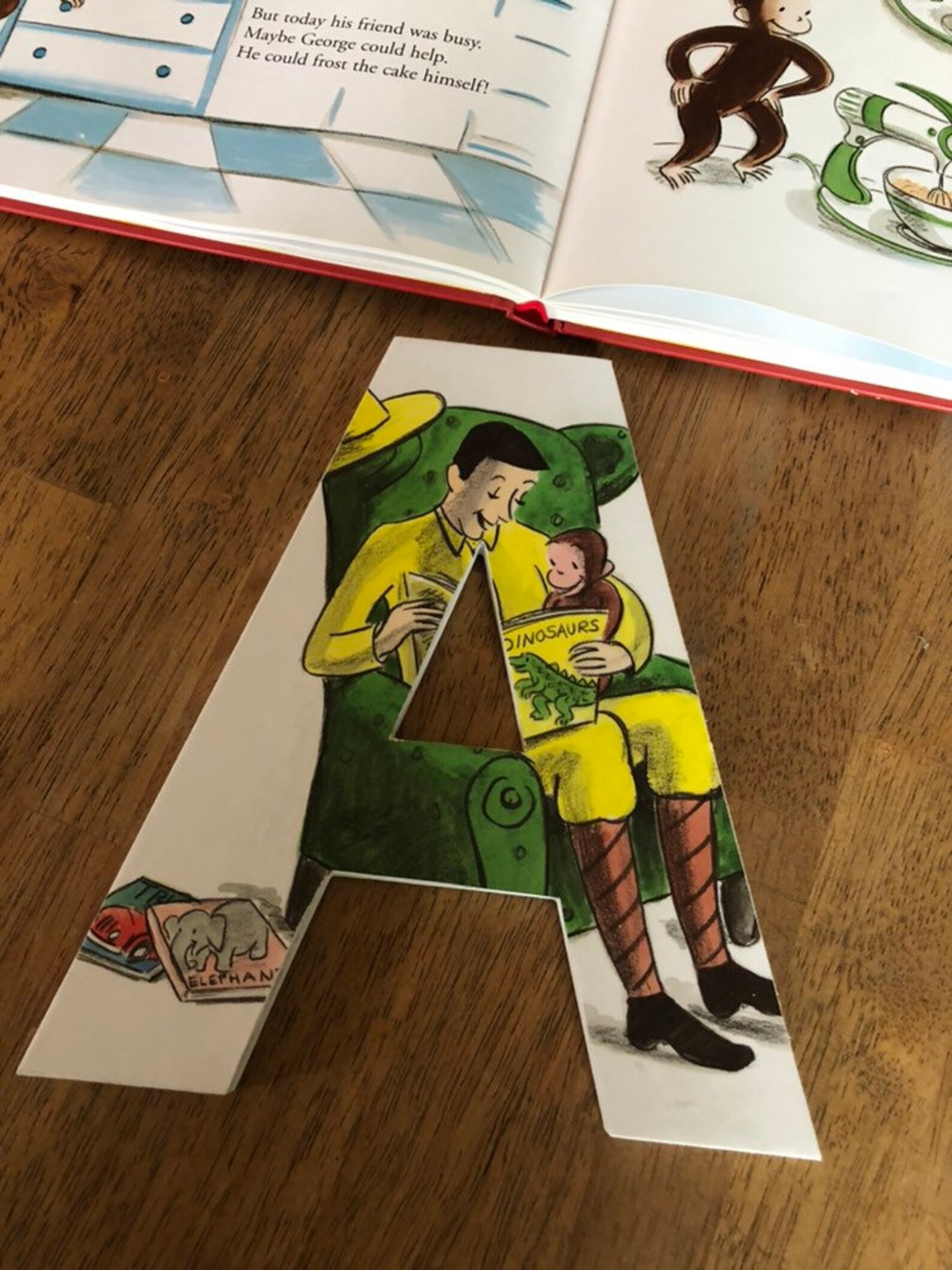 Curious George Custom wood letters READ sign Letters | Etsy