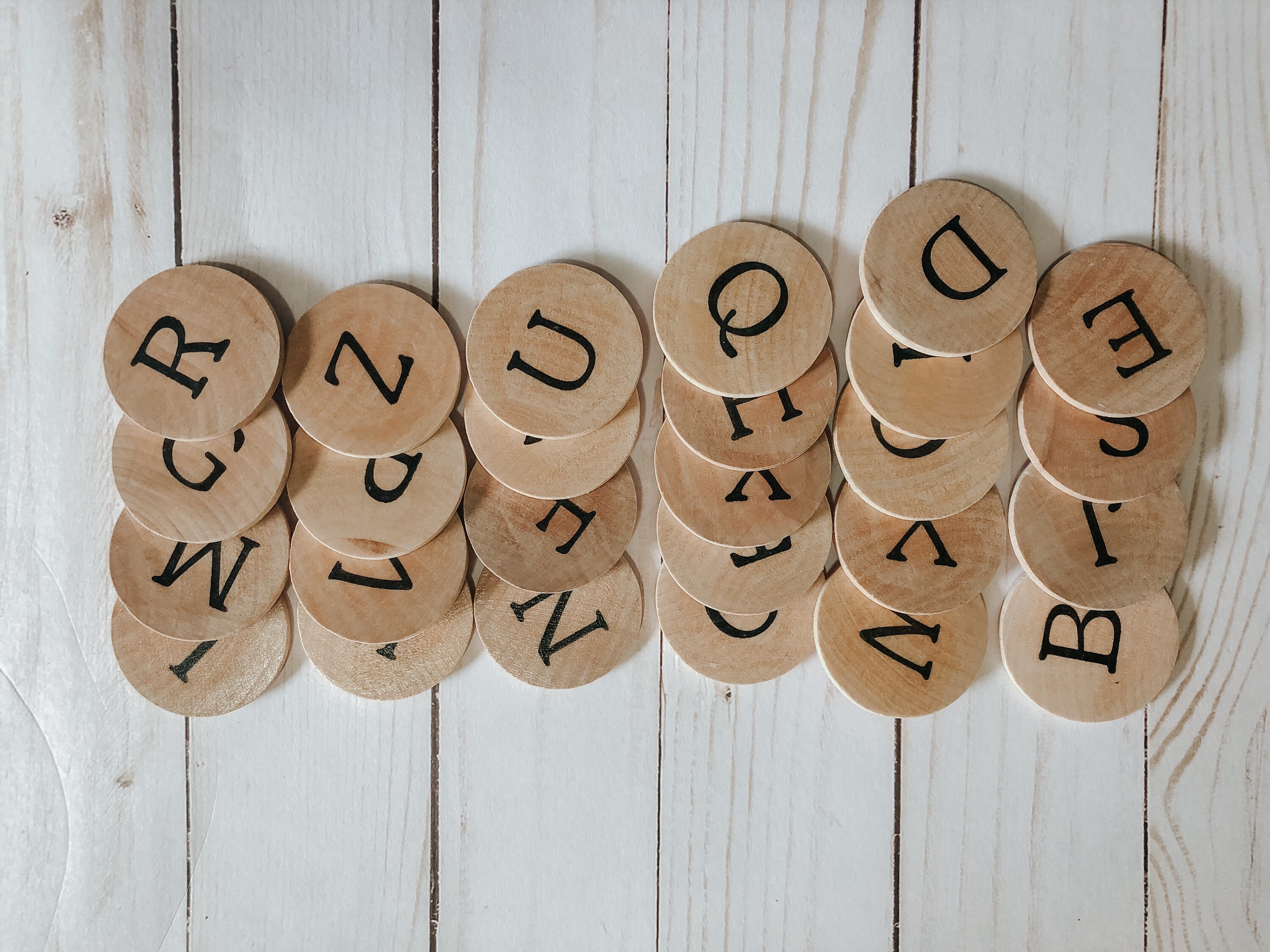 Alphabet wood discs learn your AbC Upper Case Letters | Etsy