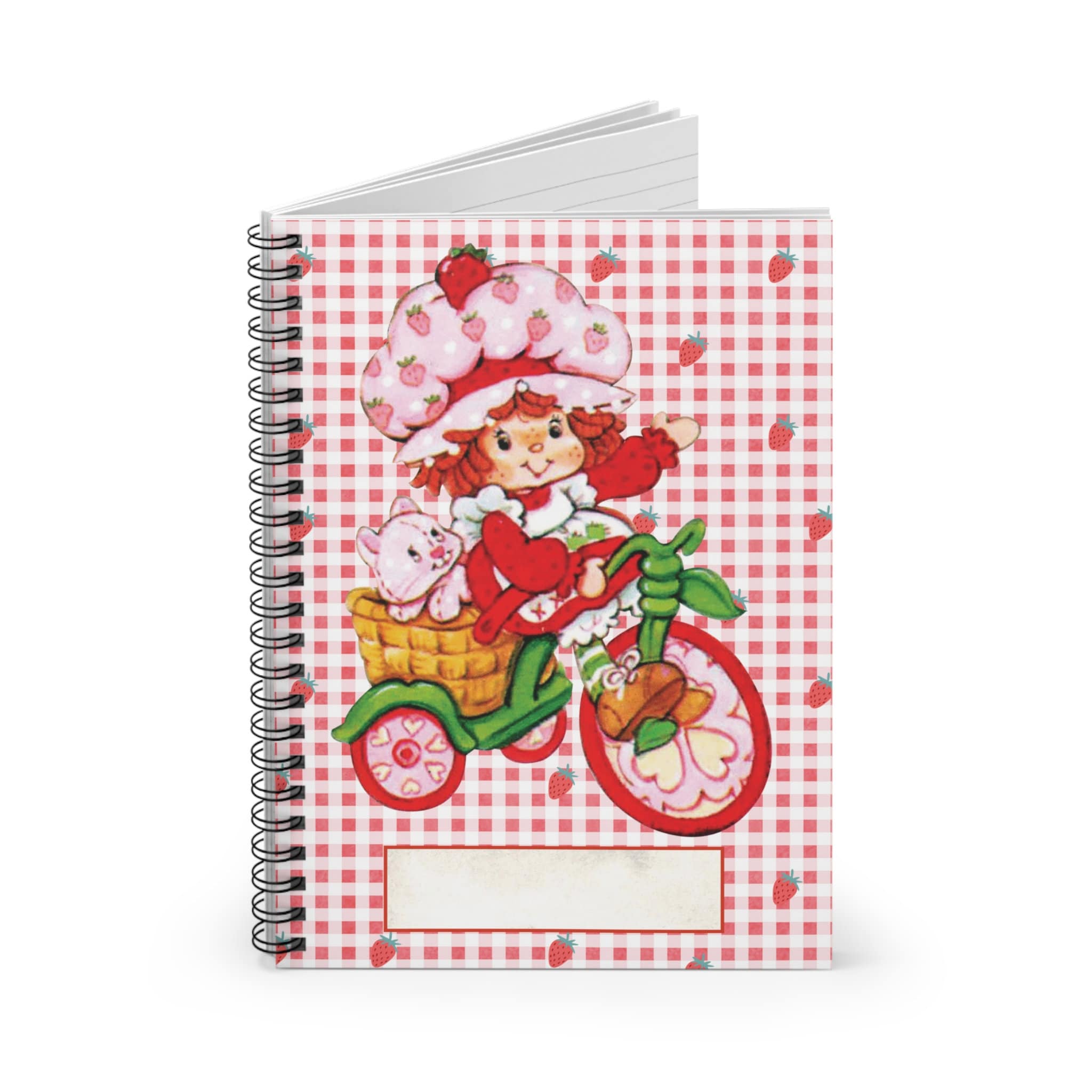 Strawberry Girl on Bike Spiral Notebook - Spring Journaling Notebook ...