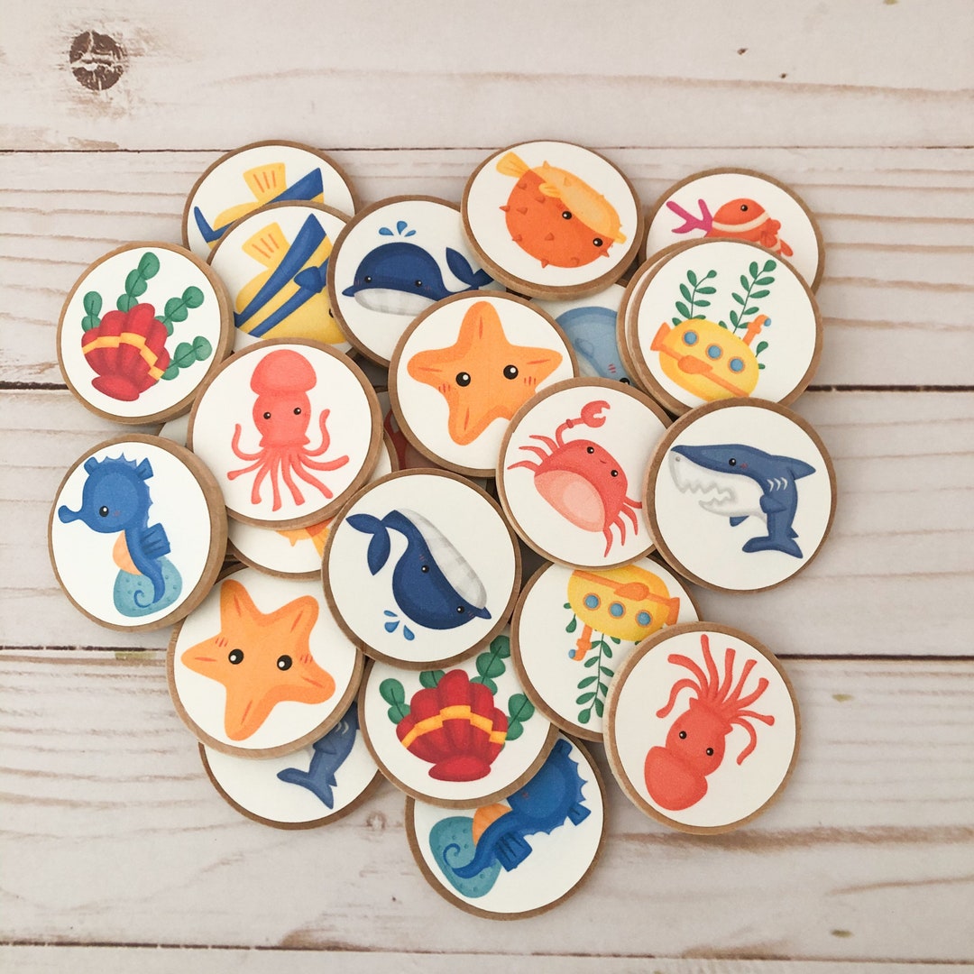 Sea Life Matching Game: Ocean Animals Memory Coins - Etsy