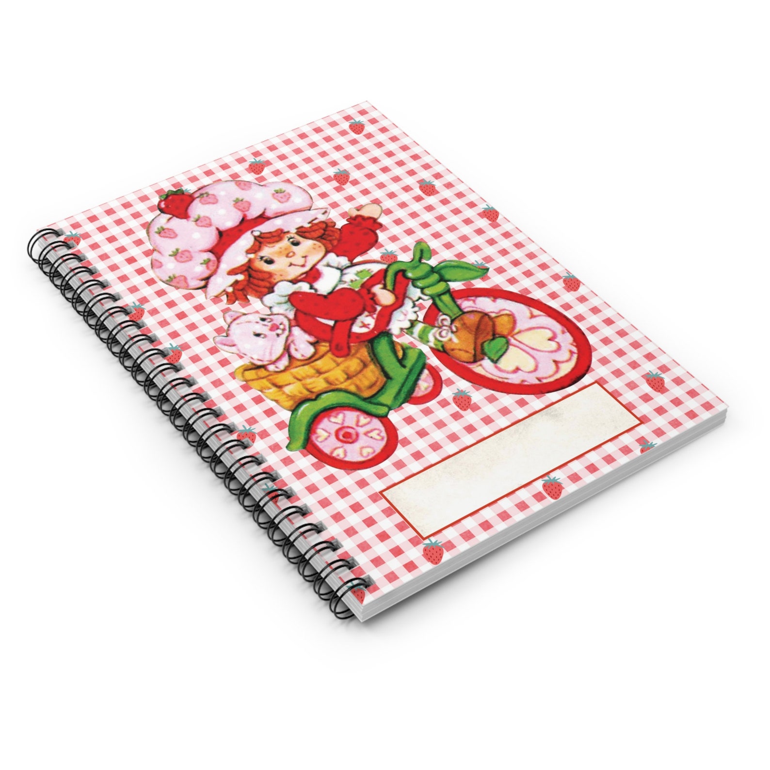 Strawberry Girl on Bike Spiral Notebook - Spring Journaling Notebook ...