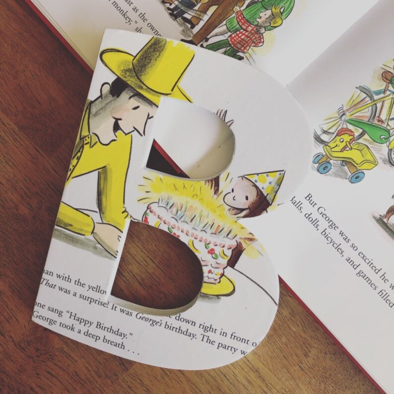 Curious George Custom wood letters READ sign Letters | Etsy