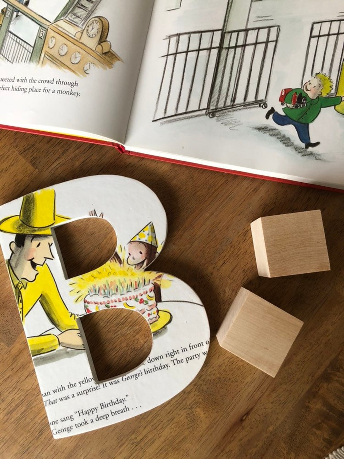 Curious George Custom wood letters READ sign Letters | Etsy