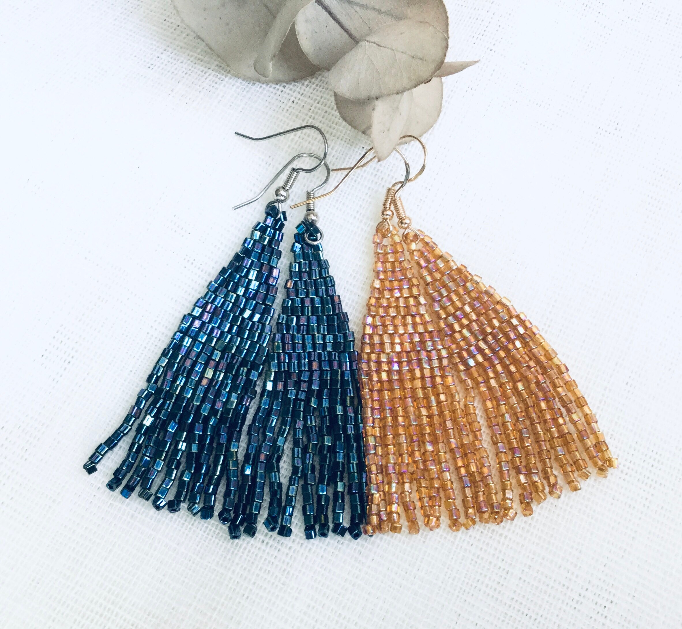 Handwoven Fringe Beaded Statement Earrings Kit, Seed Bead Earrings Kit ...