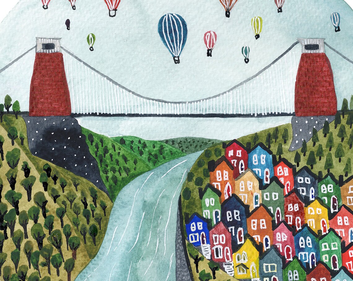 Colourful Bristol Suspension Bridge Artwork by Hattie Buckwell - Etsy UK