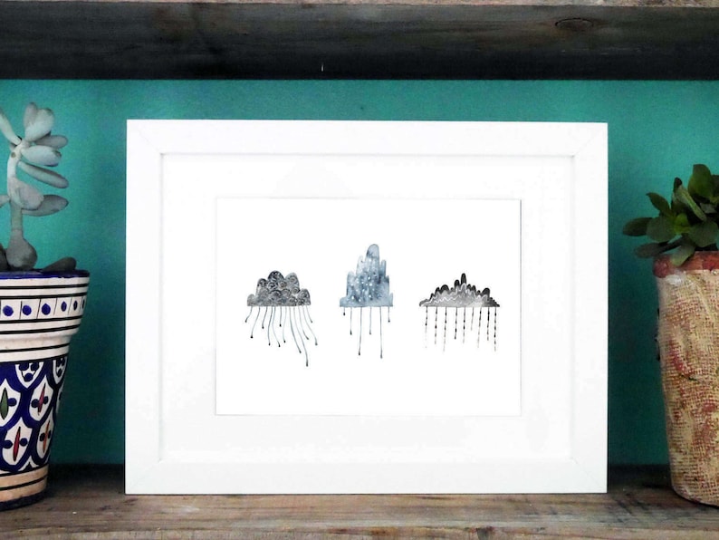 Rain Cloud Art Print Every Cloud Has a Silver Lining | Etsy