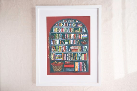 Book Collected Illustrated Library Print - Etsy UK