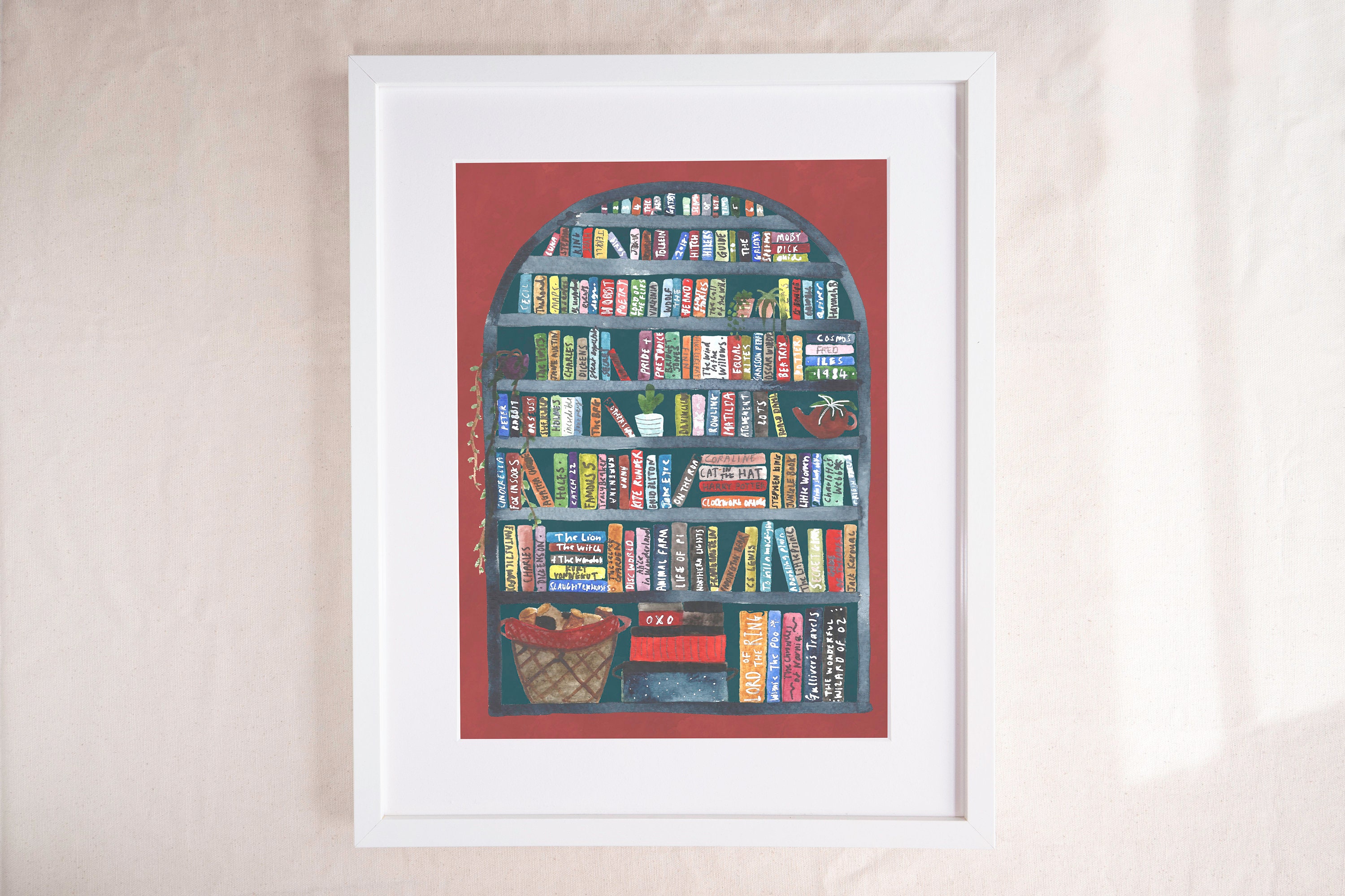 Book Collected Illustrated Library Print - Etsy UK