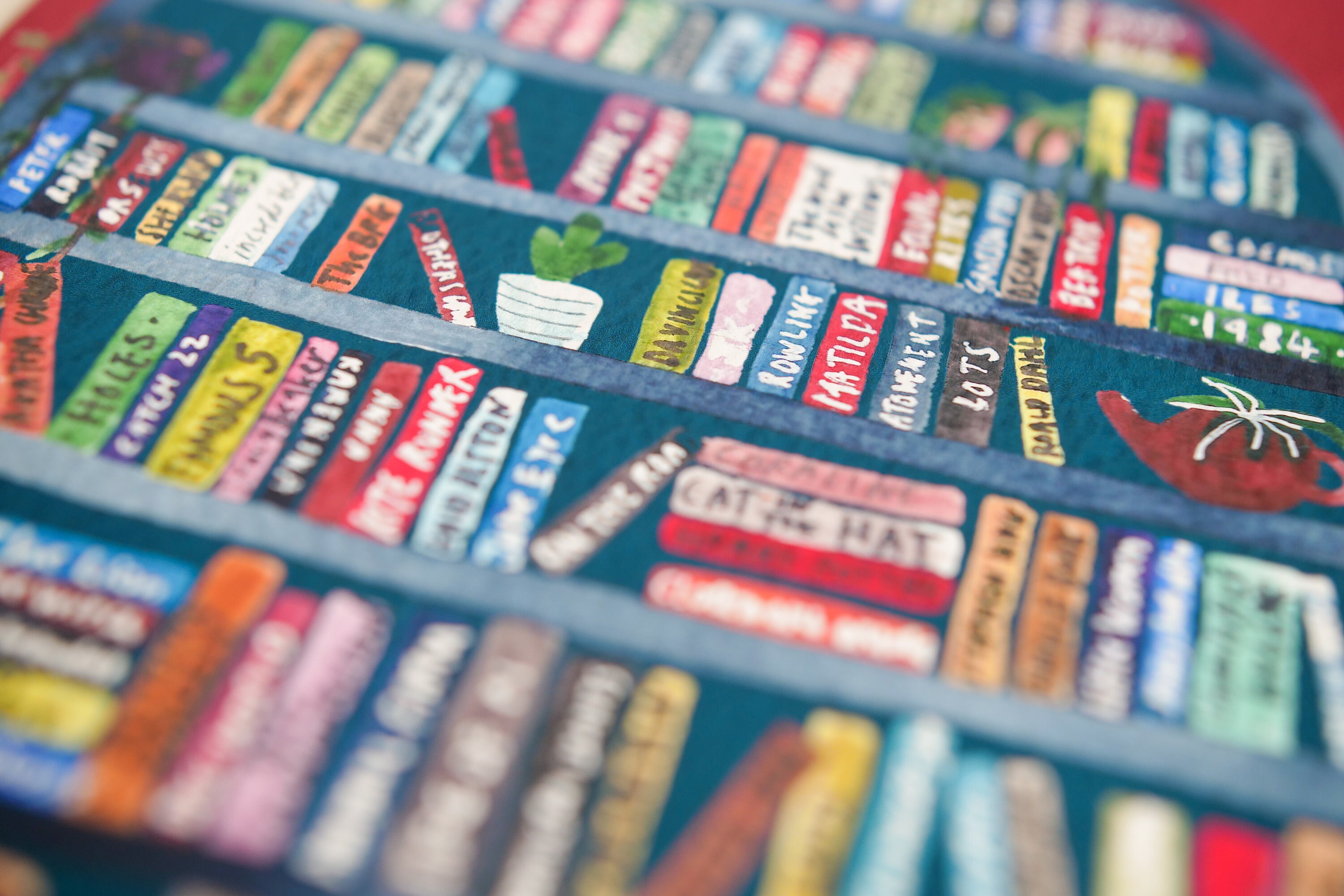 Book Collected Illustrated Library Print - Etsy UK