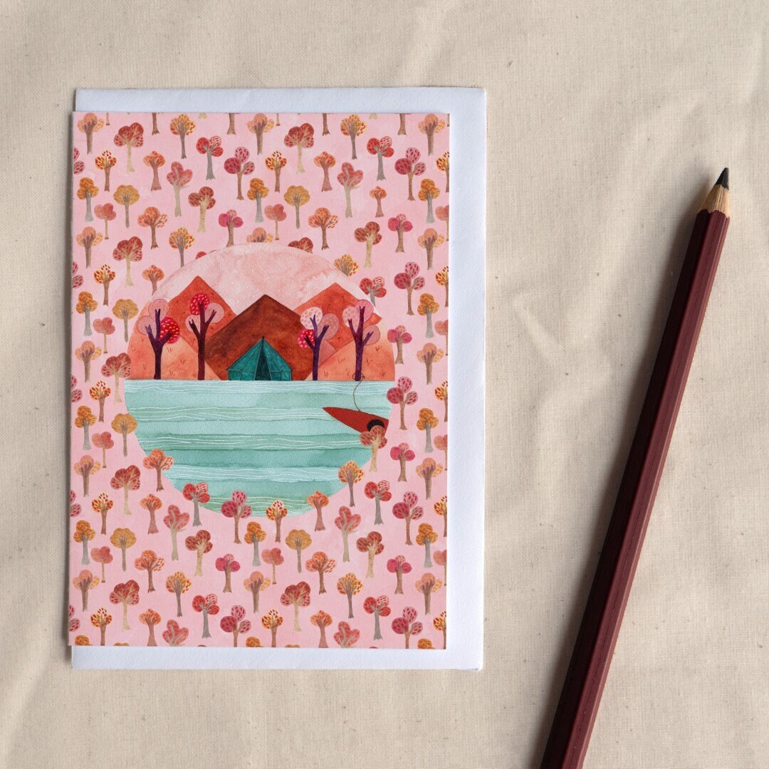Wild Camping Greetings Card // Adventure Birthday // Pink Kayak ...