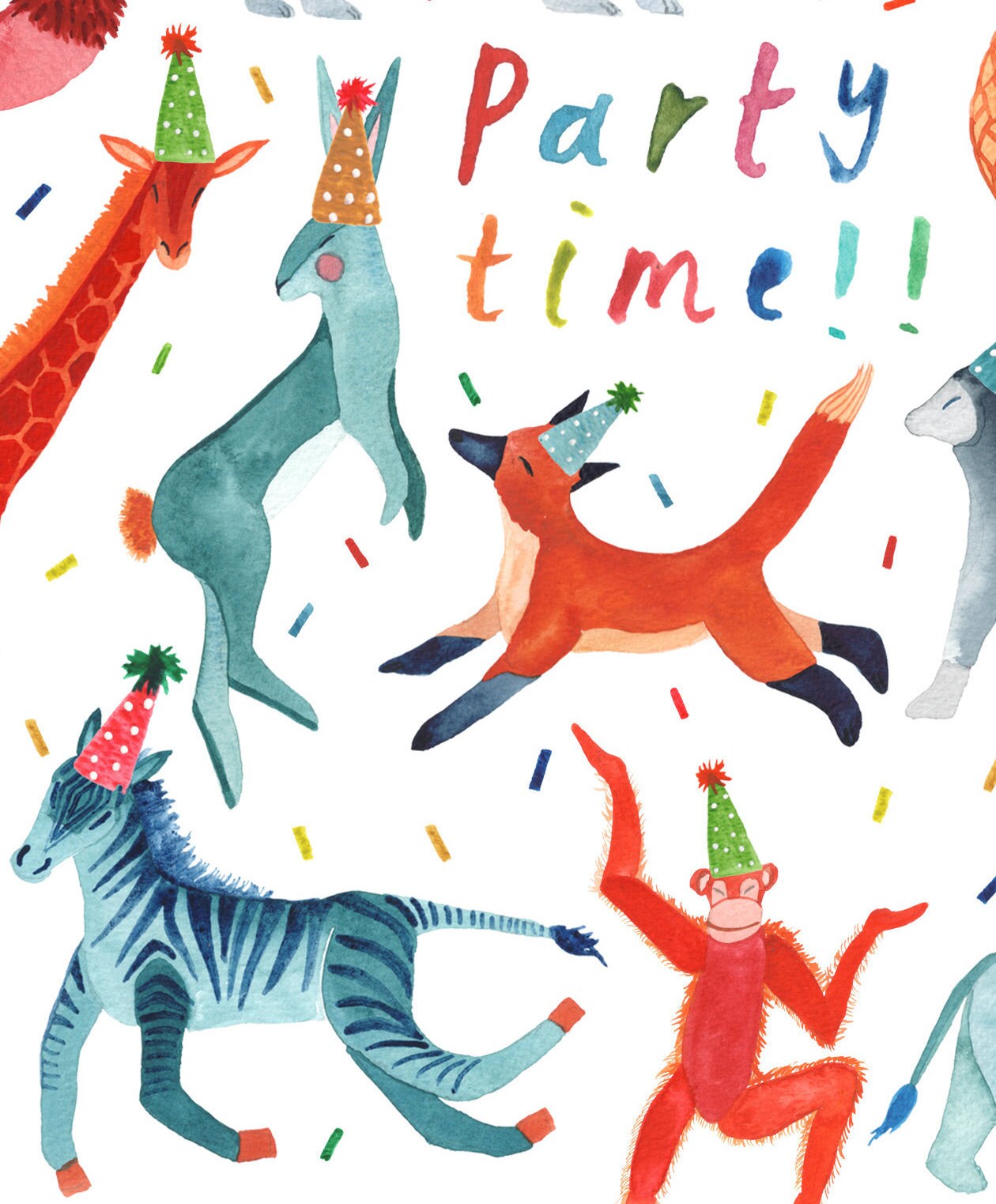 Animal Party Time Greeting Card - Etsy