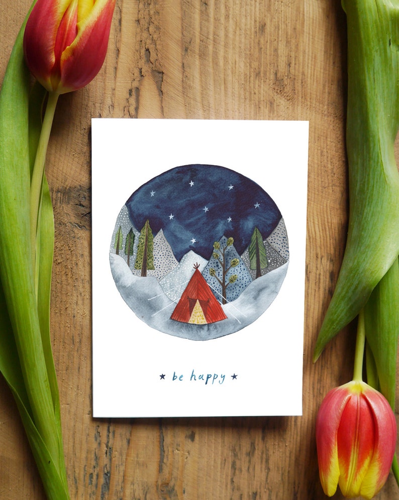 Be Happy Encouraging Camping Adventure Card | Etsy