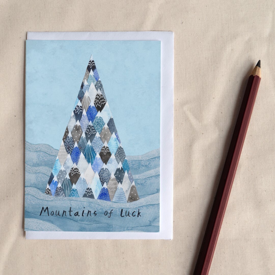 Mountains of Luck // Good Luck Greetings Card // Adventure Wanderlust ...