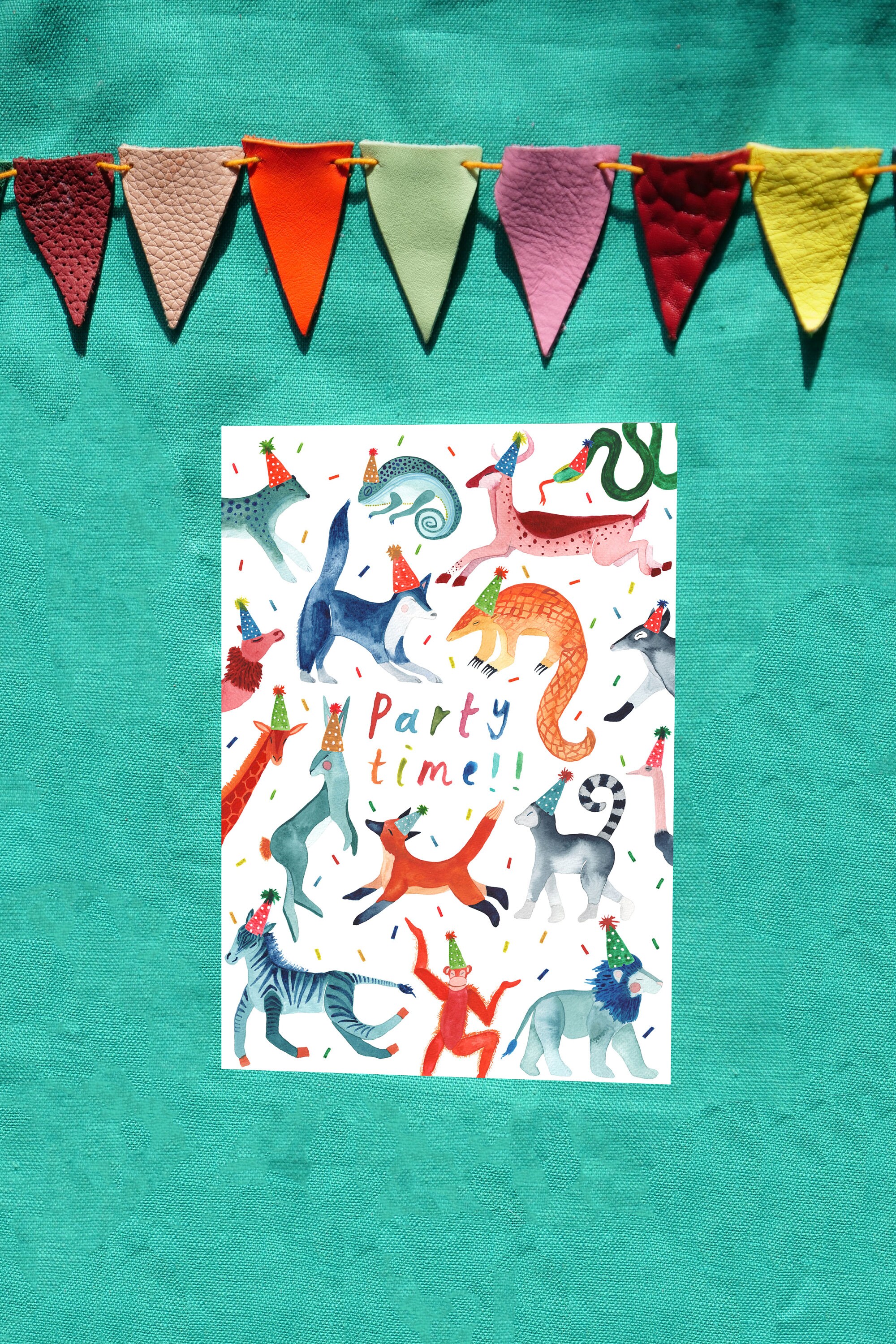 Animal Party Time Greeting Card - Etsy