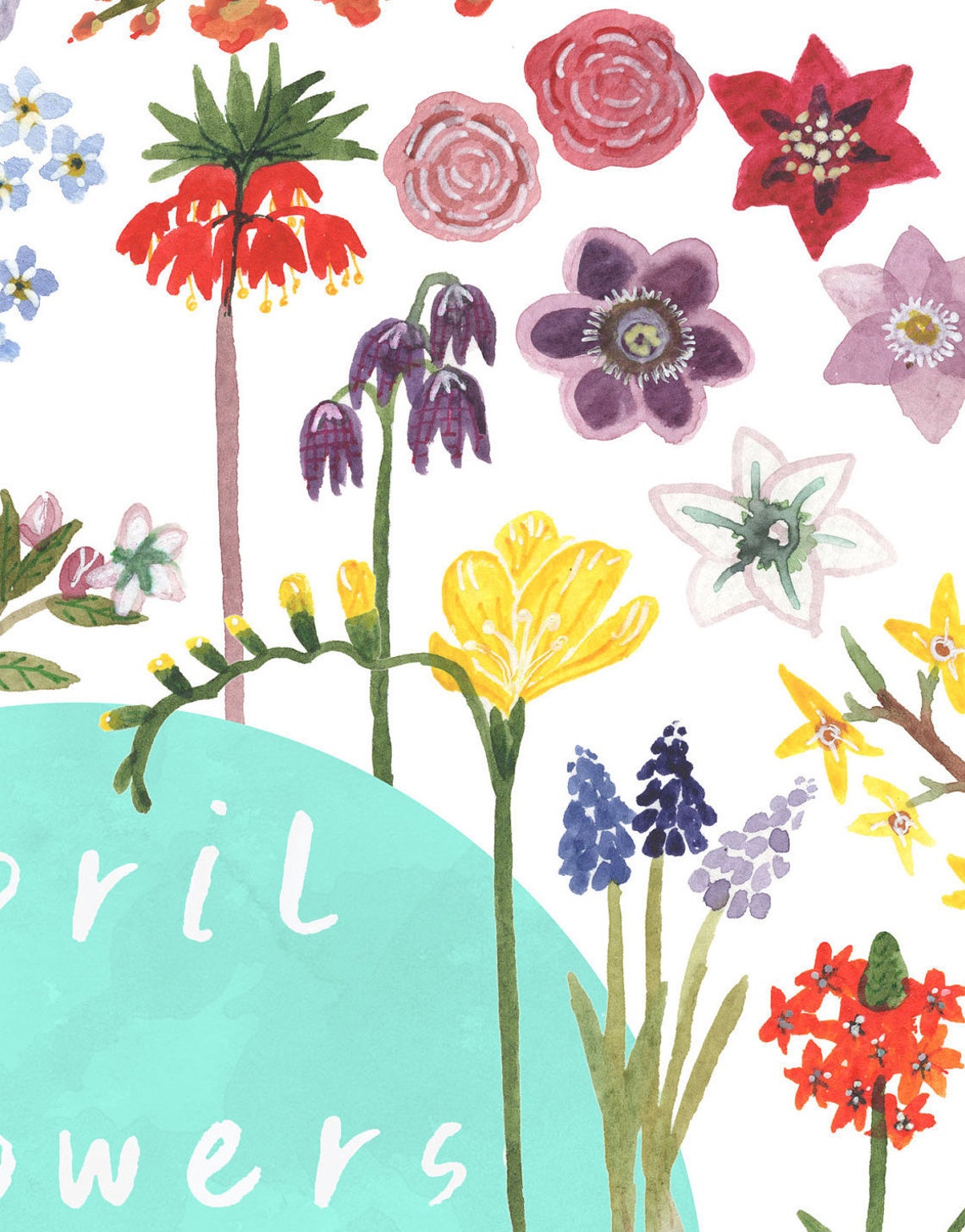 Botanical Floral Card // April Showers Bring May Flowers // - Etsy