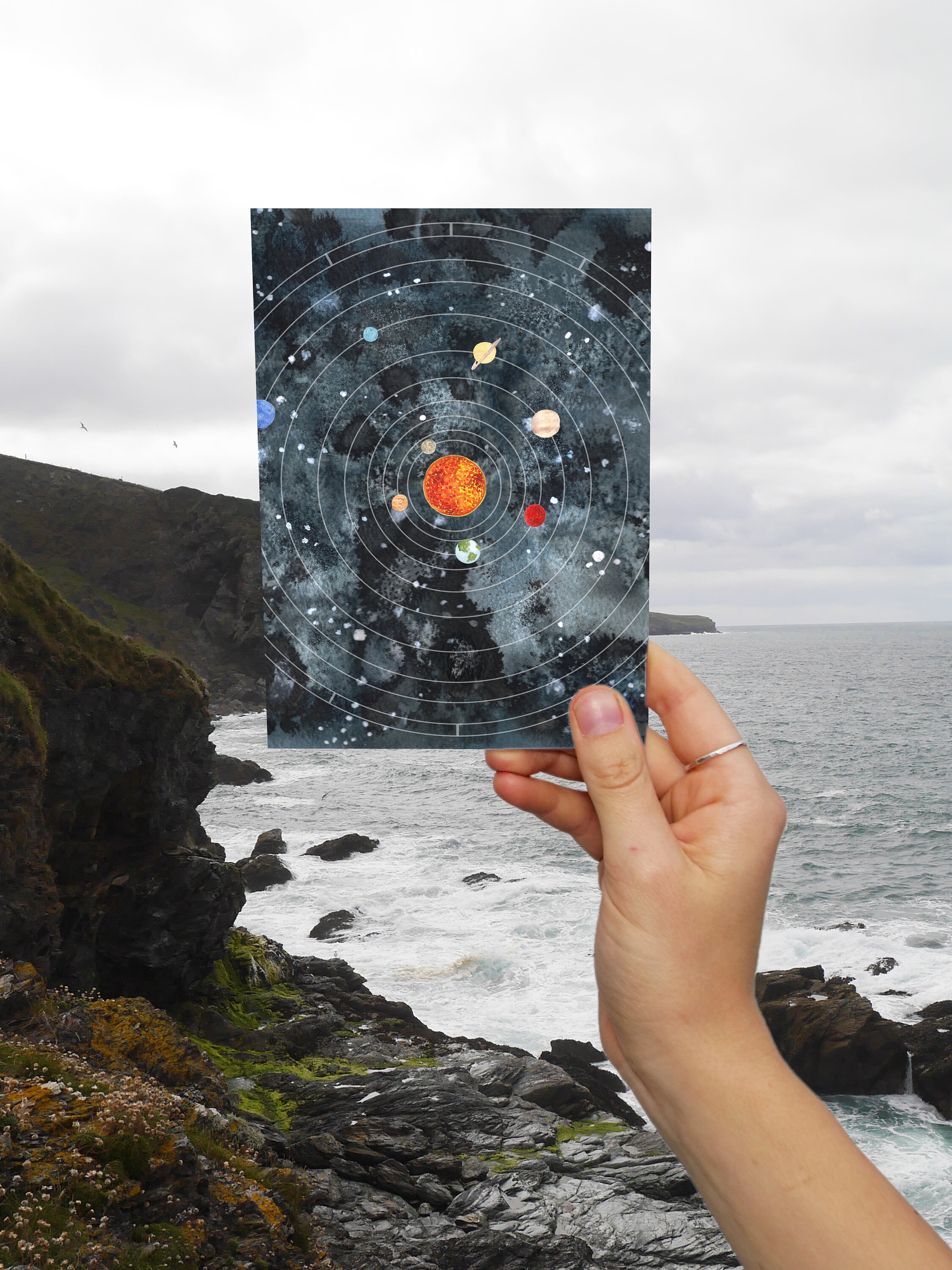 Solar System Illustration Space Galaxy Card Celestial - Etsy