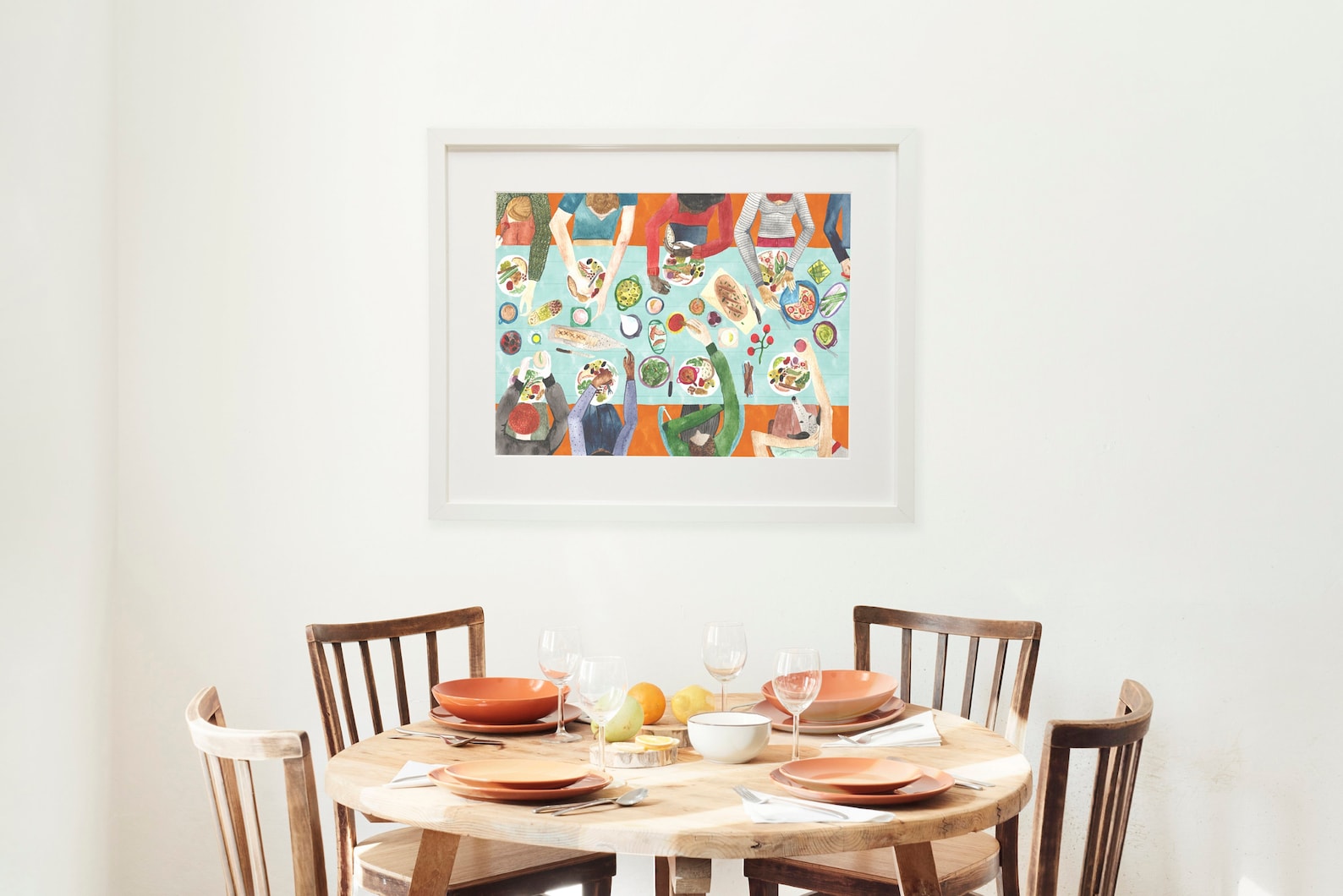 Food Art Illustration of a Family Feast Dining Room Wall Art - Etsy