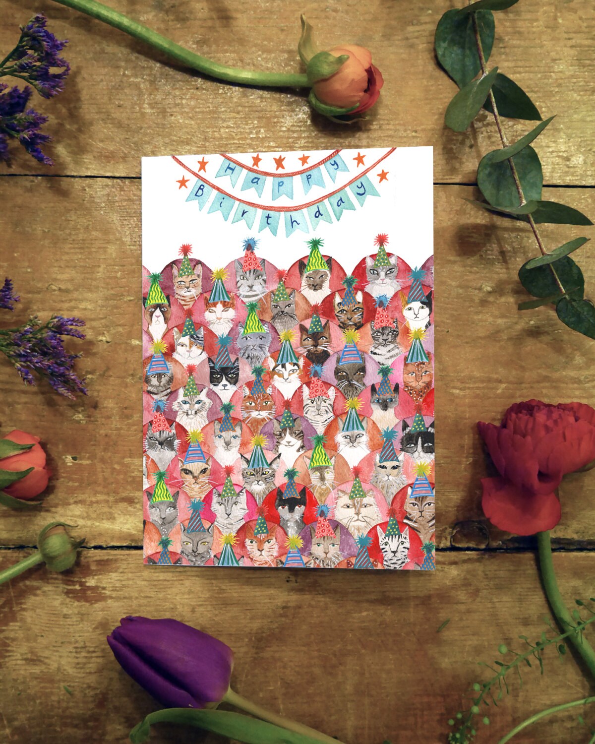 Cat Lover Birthday Card Cats in Party Hats - Etsy