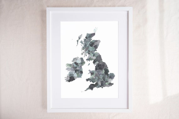 UK Watercolour Travel Map | Etsy UK
