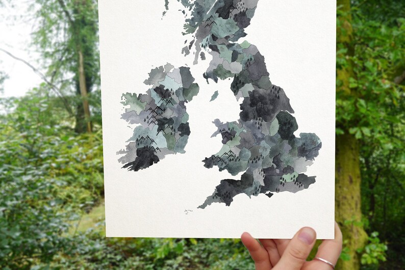 UK Watercolour Travel Map | Etsy UK